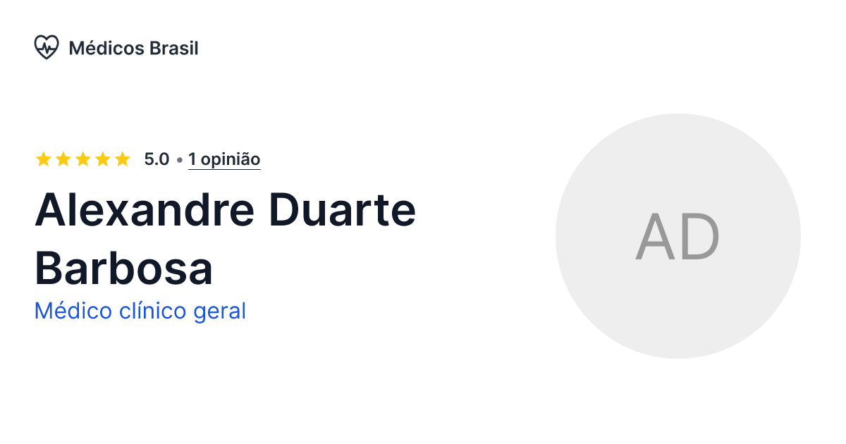 Alexandre Duarte Barbosa - Médico clínico geral | Médicos Brasil
