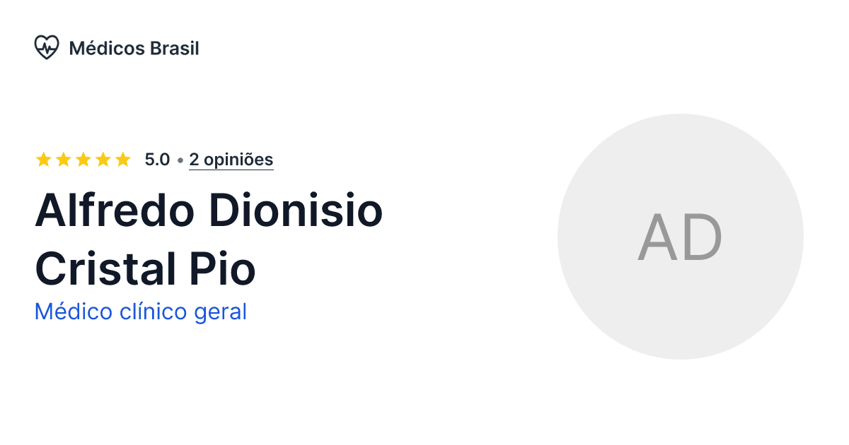 Alfredo Dionisio Cristal Pio - Médico clínico geral | Médicos Brasil