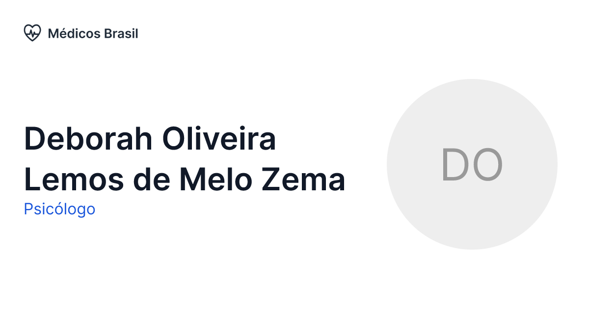 Deborah Oliveira Lemos de Melo Zema - Psicólogo | Médicos Brasil