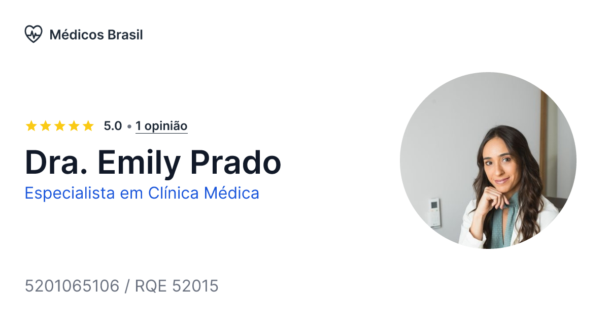 Dra. Emily Prado - Especialista em Clínica Médica | Médicos Brasil