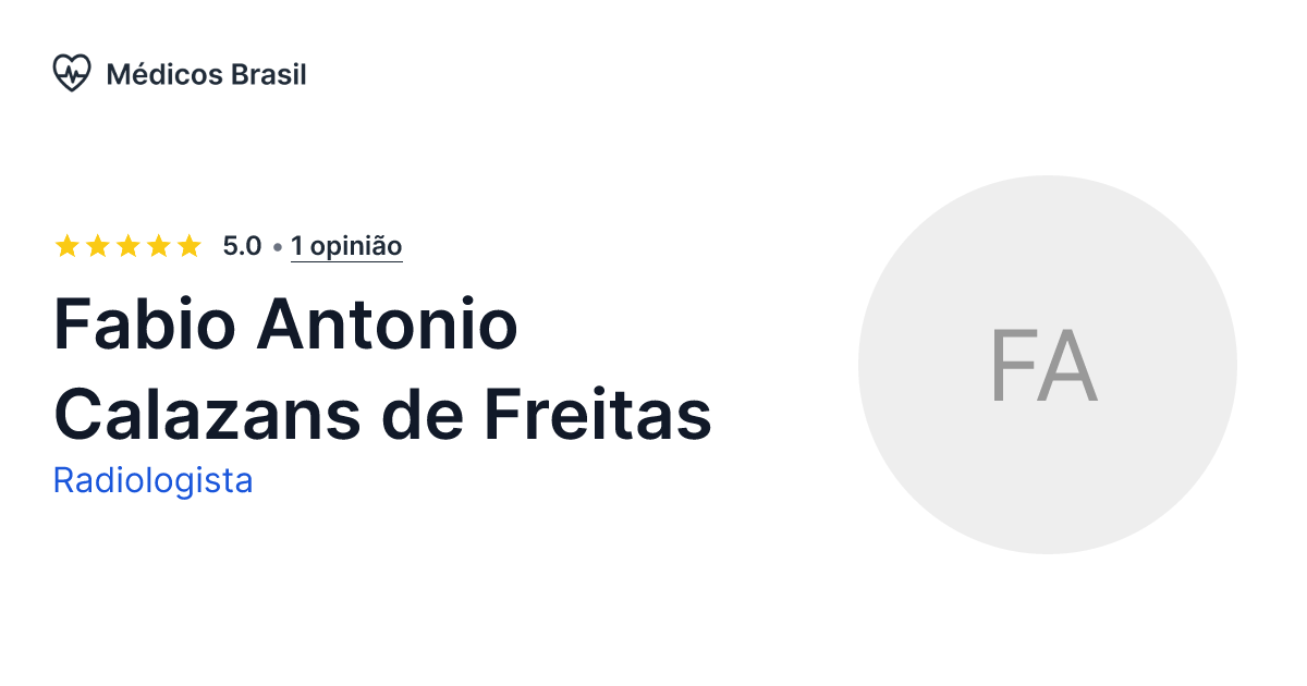 Fabio Antonio Calazans de Freitas - Radiologista | Médicos Brasil