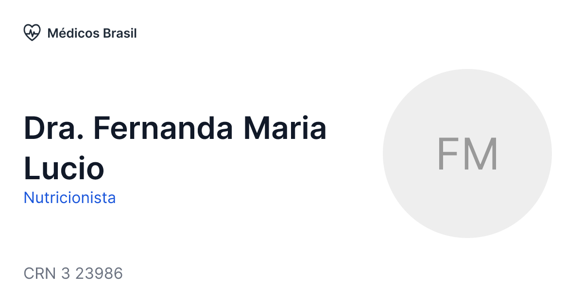 Dra. Fernanda Maria Lucio - Nutricionista | Médicos Brasil