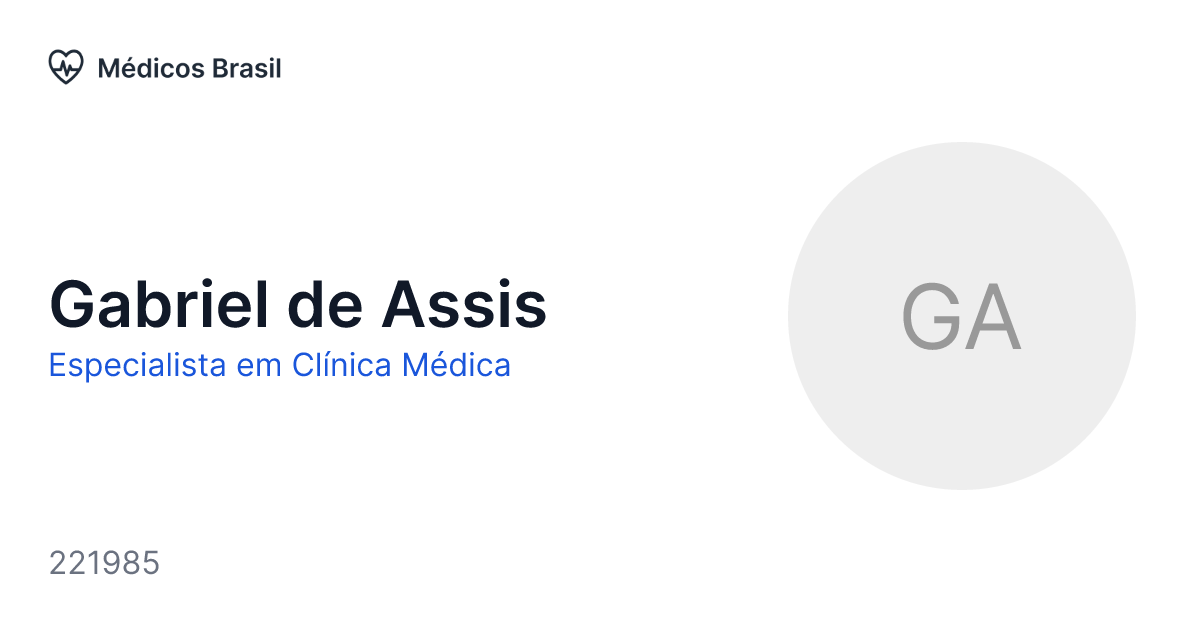 Gabriel de Assis - Especialista em Clínica Médica | Médicos Brasil
