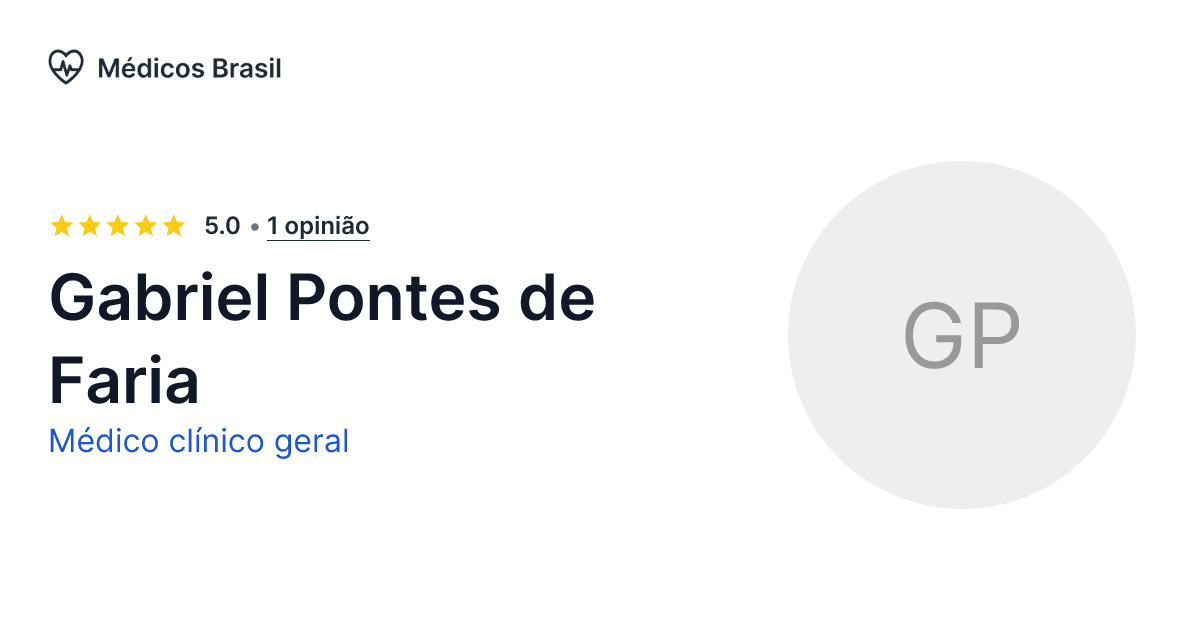 Gabriel Pontes de Faria - Médico clínico geral | Médicos Brasil