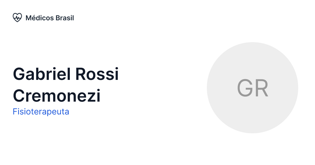 Gabriel Rossi Cremonezi - Fisioterapeuta | Médicos Brasil
