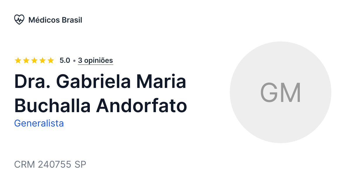 Dra. Gabriela Maria Buchalla Andorfato - Generalista | Médicos Brasil