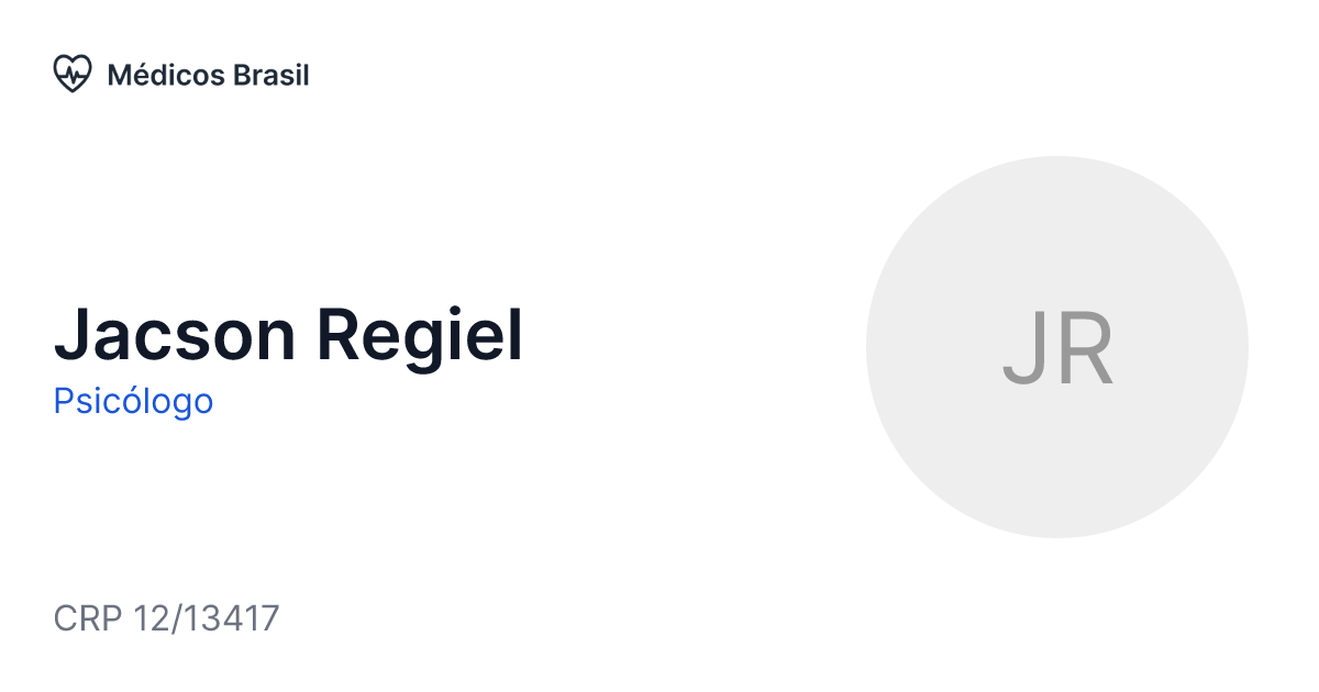Jacson Regiel - Psicólogo | Médicos Brasil
