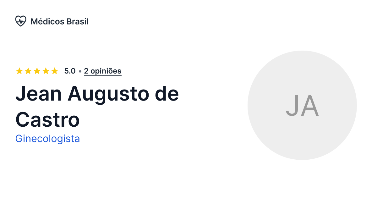Jean Augusto de Castro - Ginecologista | Médicos Brasil
