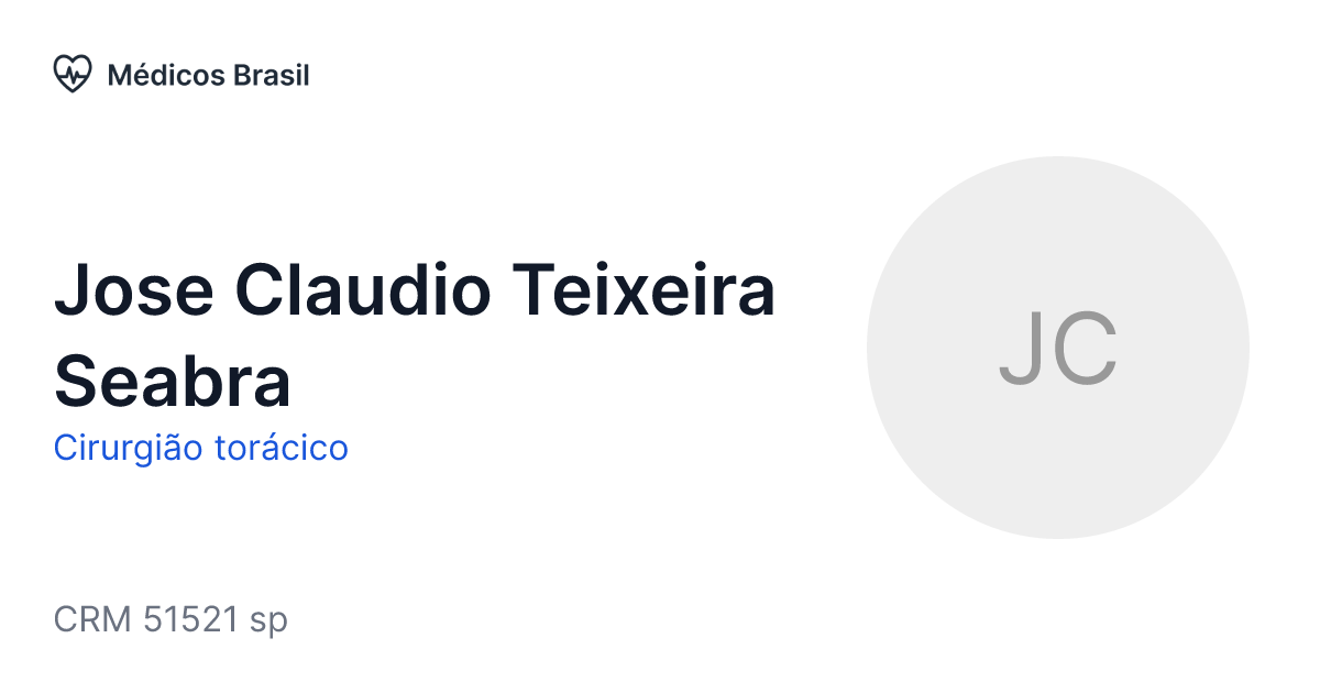 Jose Claudio Teixeira Seabra - Cirurgião torácico | Médicos Brasil