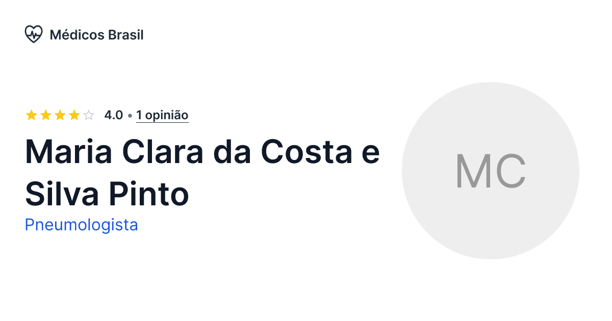 Maria Clara da Costa e Silva Pinto - Pneumologista | Médicos Brasil
