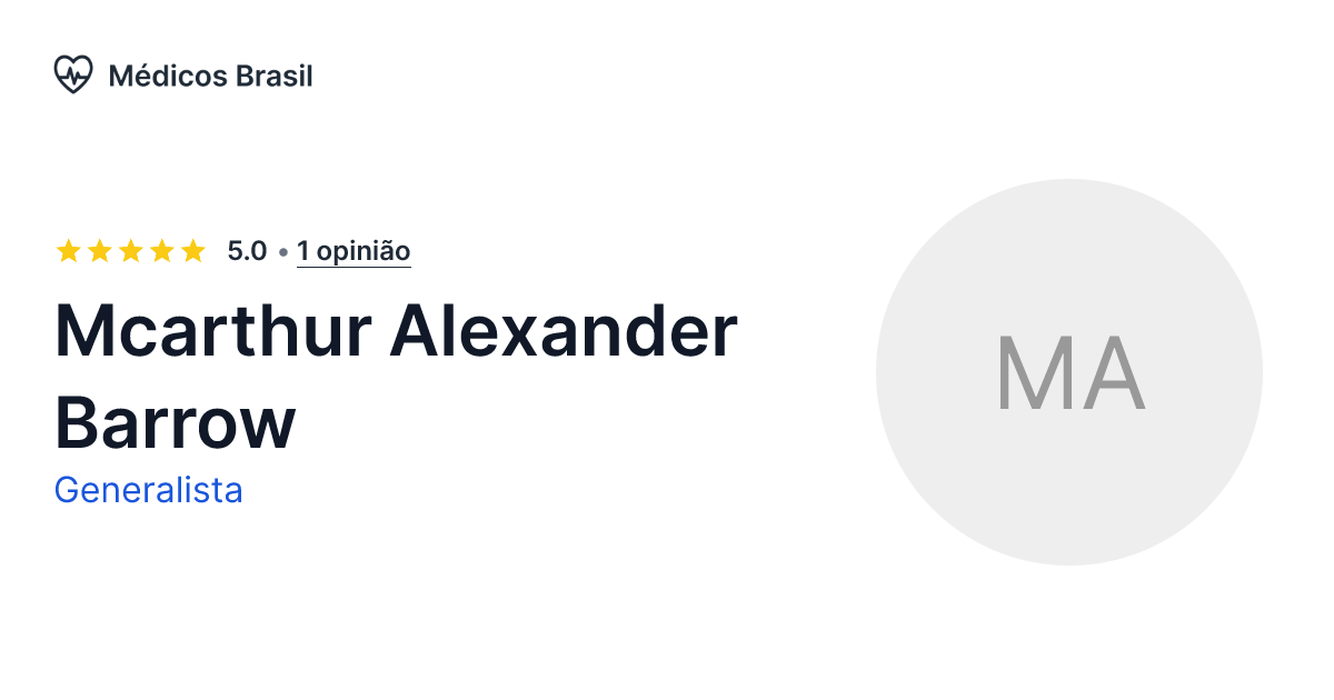 Mcarthur Alexander Barrow - Generalista | Médicos Brasil
