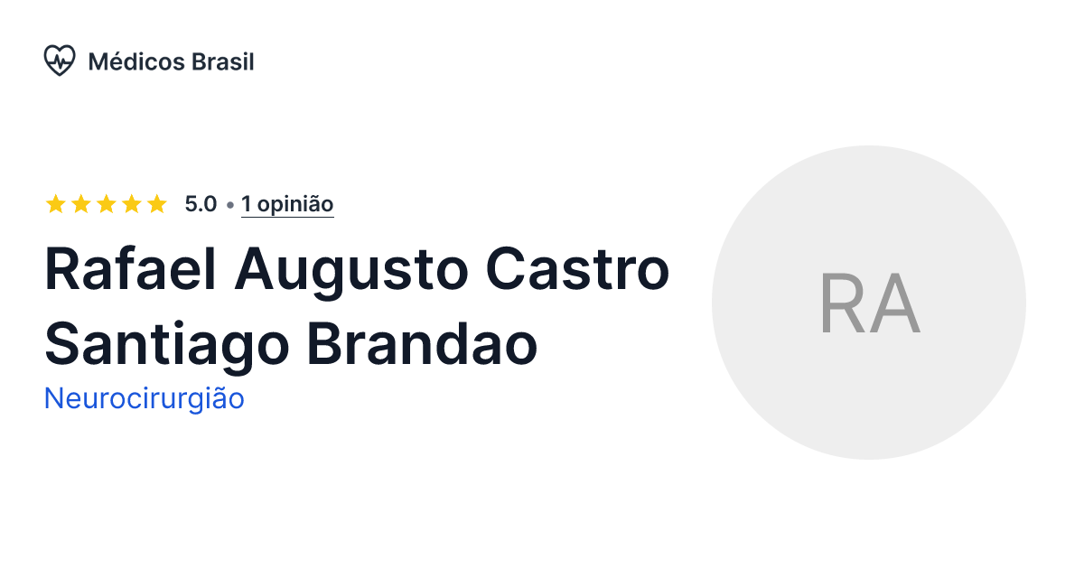 Rafael Augusto Castro Santiago Brandao - Neurocirurgião | Médicos Brasil