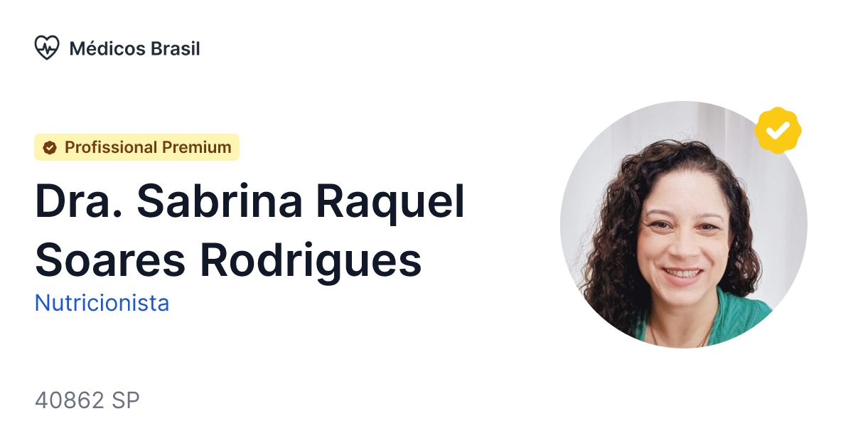 Dra. Sabrina Raquel Soares Rodrigues - Nutricionista | Médicos Brasil