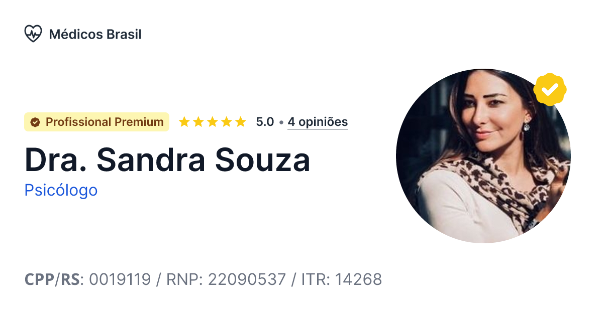 Dra. Sandra Souza - Psicólogo | Médicos Brasil